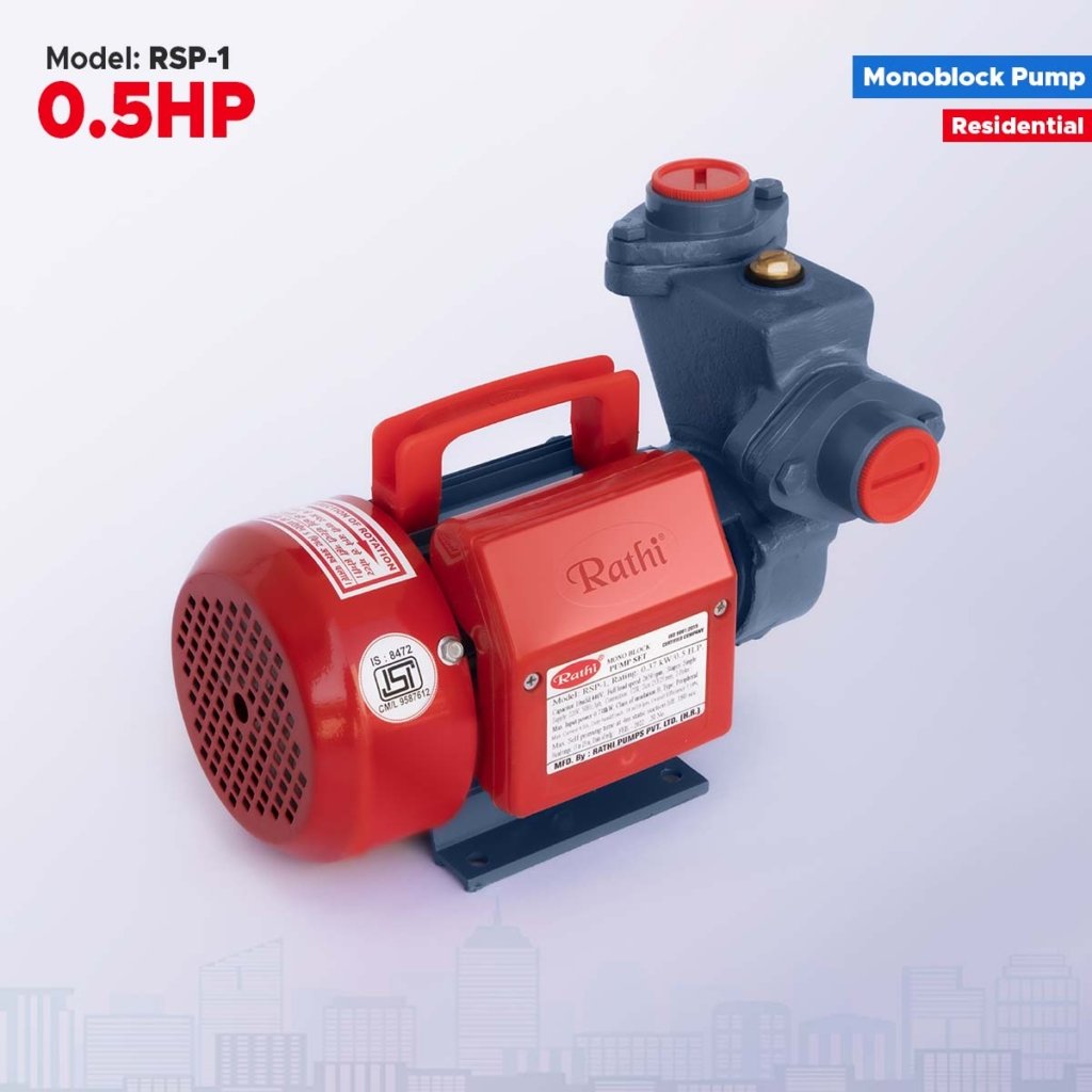 Rathi Pumps 1HP Monoblock Pump For Residential Use | Self Priming Mini Monoblock Pump | 100% ...
