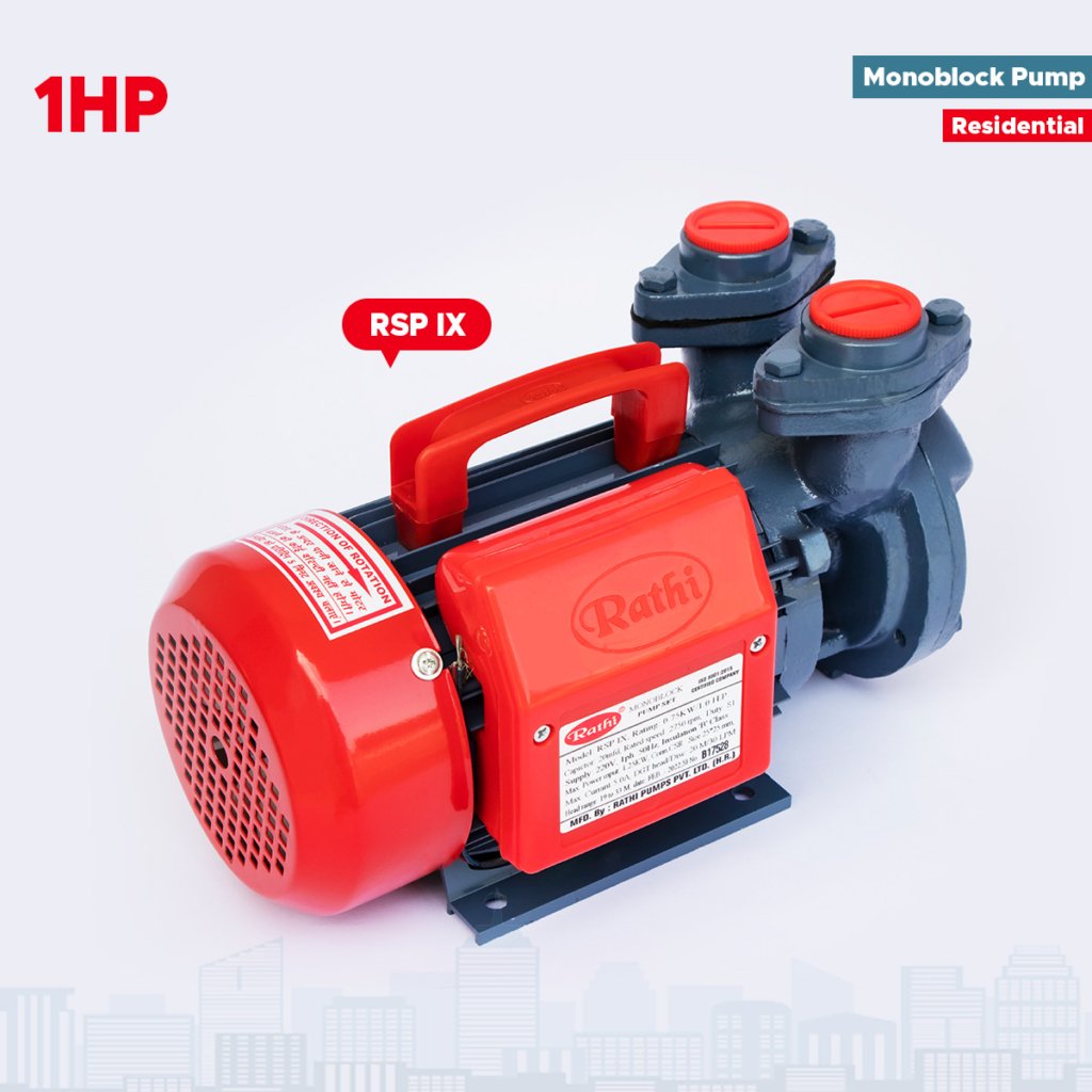 Rathi Pumps 1HP Monoblock Pump For Residential Use | Self Priming Mini Monoblock Pump | 100% ...