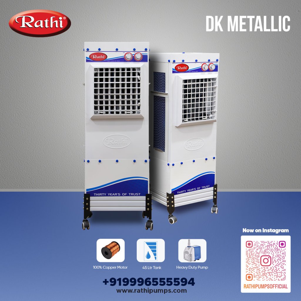 Rathi Air Cooler DK Metallic | Metal Cooler with Copper Motor & 45 Ltr ...