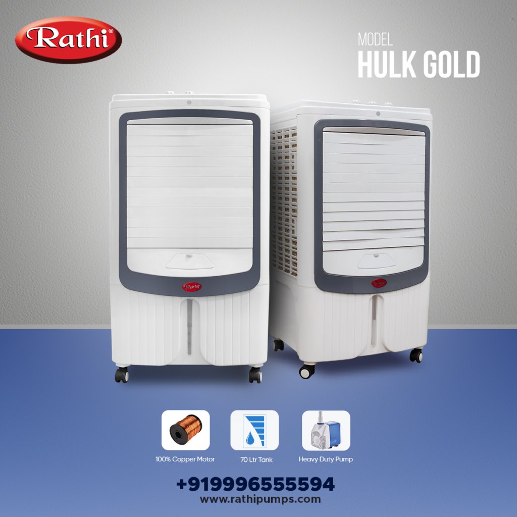 Rathi Air Cooler Hulk Gold Model | Plastic Body Cooler with Copper ...